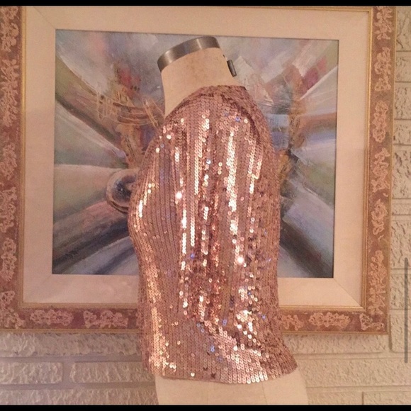 Boston Proper | Sweaters | Boston Proper Rosegold Sequin Cardigan Szs ...